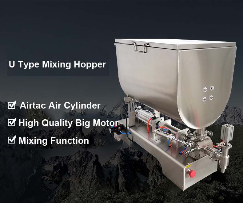 Semi-automatic 100-1000ml Pneumatic Paste Fillers Horizontal Mixer ...